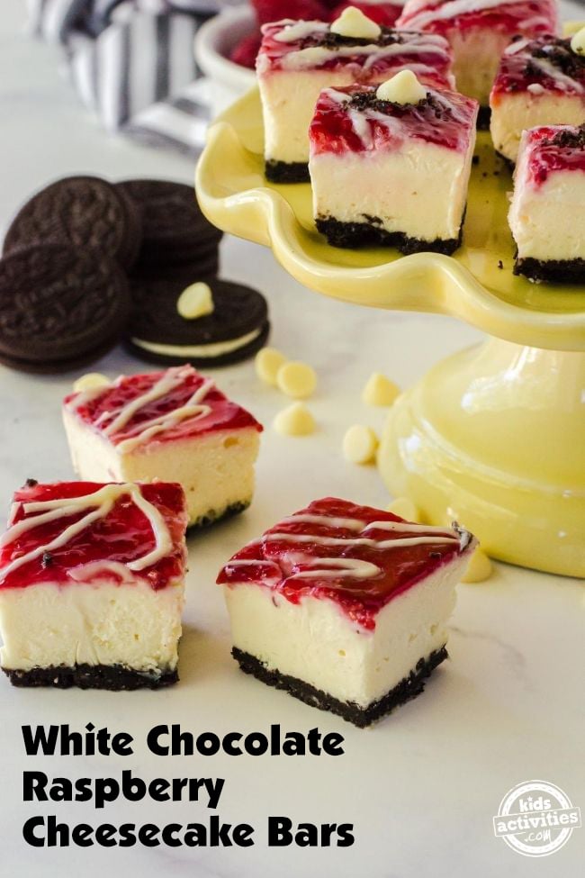 Scrumptious! White Chocolate Raspberry Cheesecake Bars -Kids Activities