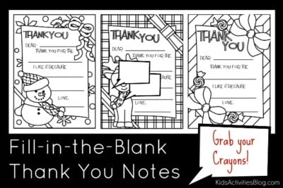 Fill-in-the-Blank Christmas Thank You Cards for Kids Printable | Kids ...