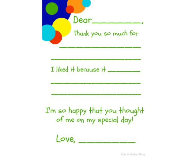 Free Printable Fill in the Blank Thank you Note | Kids Activities Blog