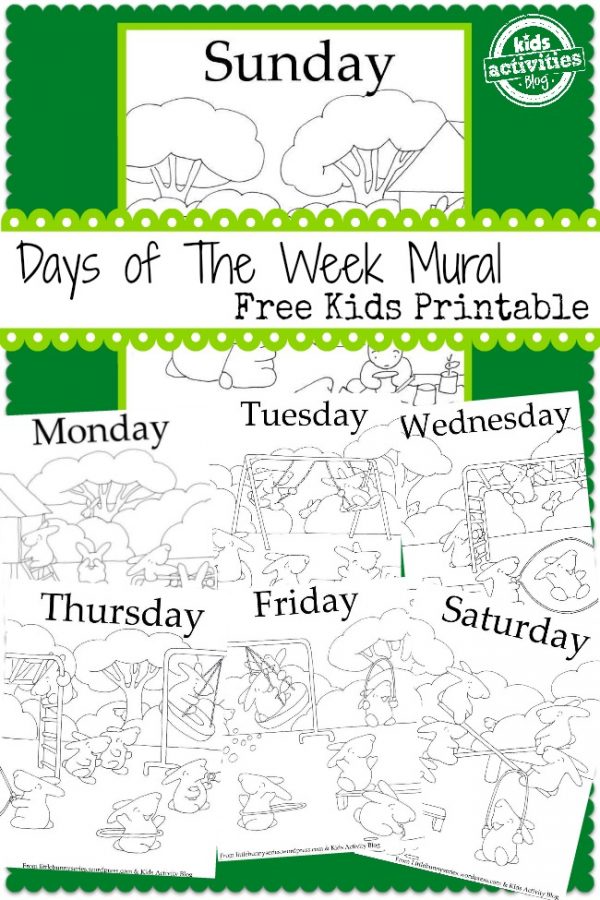 Days of The Week Mural {Free Kids Printable!} Kids Activities Blog