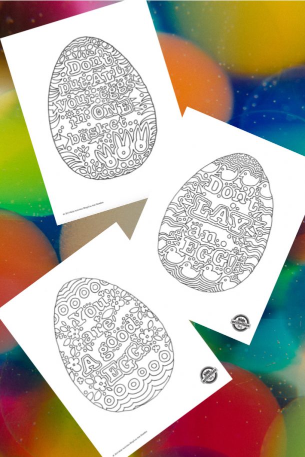 Easter Egg Doodle Art Designs to Print & Color with Egg Sayings | Kids ...