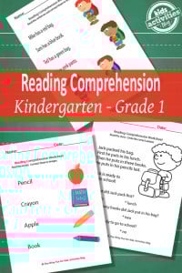 Free Reading Comprehension Worksheets for Back to School - Kindergarten ...