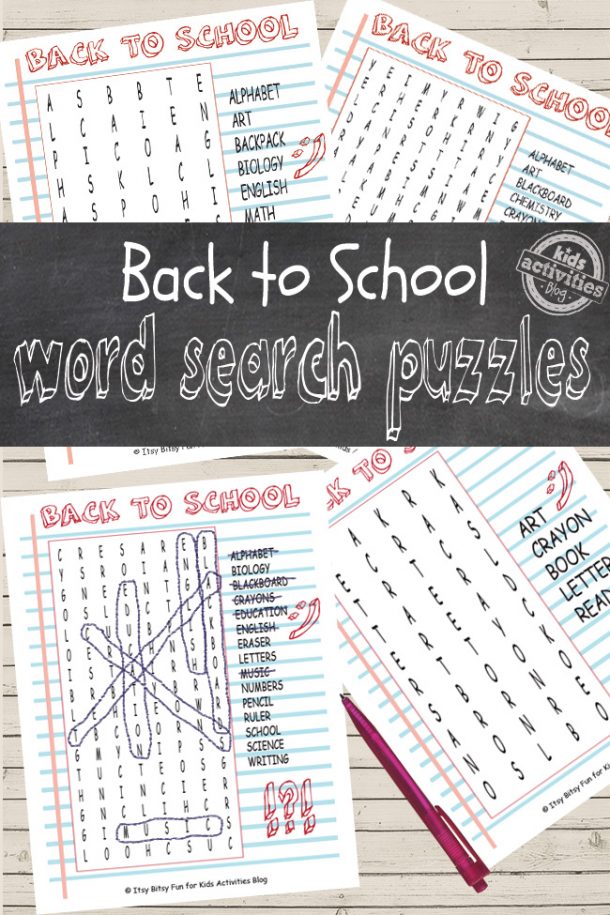 10 Fun Back to School Printable Word Search Puzzles | Kids Activities Blog