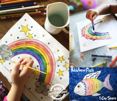 Color Cut And Glue Rainbow Shape Animals