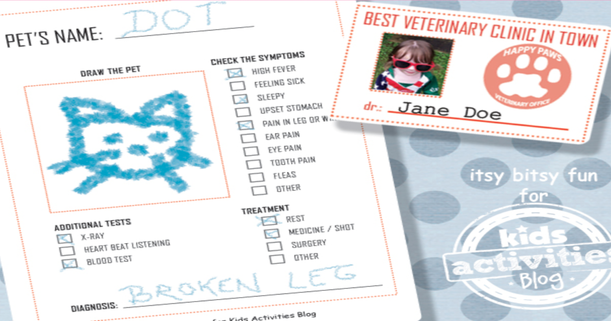 Super Cute Printable Kids Vet Set for Pretend Play | Kids Activities Blog