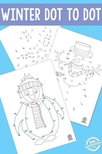 Winter Dot to Dot Printable Worksheets for Preschoolers