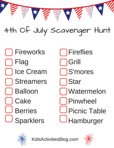 Free Printable 4th of July Scavenger Hunt for Kids | Kids Activities Blog