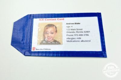 Duct Tape Luggage Tag with Child Safety Card Kids Activities Blog