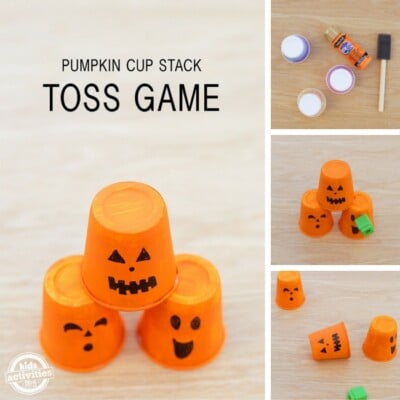Easy DIY Pumpkin Cup Stack Toss Game | Kids Activities Blog