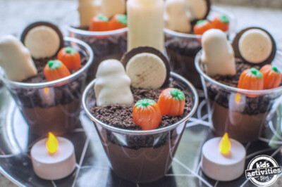 Easy to Make Spooky Cute Halloween Dirt Cups | Kids Activities Blog