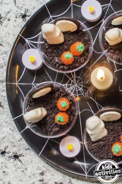 Easy to Make Spooky Cute Halloween Dirt Cups | Kids Activities Blog