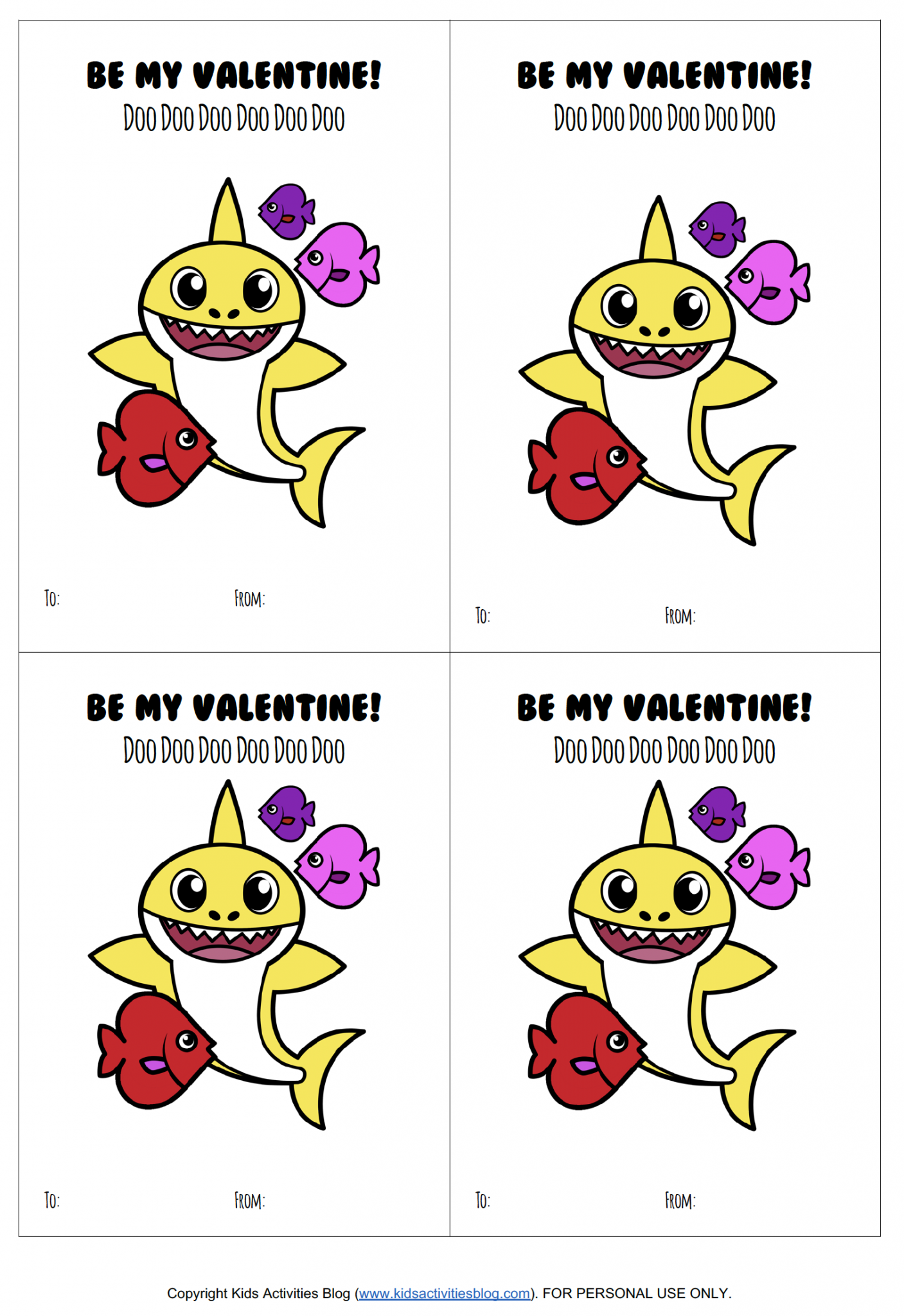 Free Printable Baby Shark Valentines Kids Activities Blog