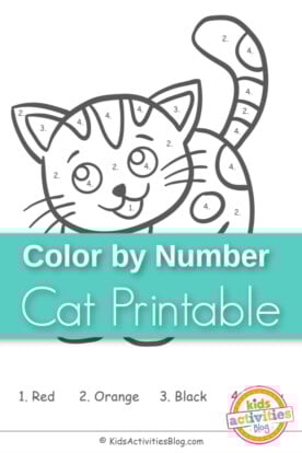 Color by Number Cat Printable [Numbers 1-4] | Kids Activities Blog