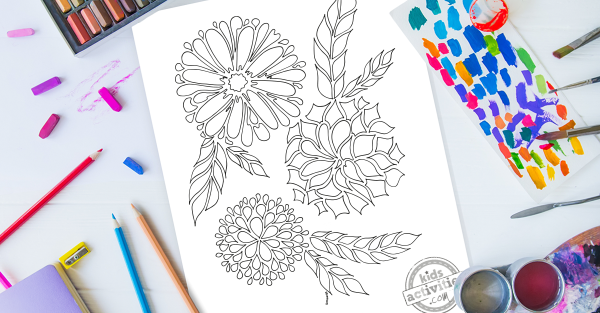 3 Flowers Zentangle Coloring Page Kids Activities Blog