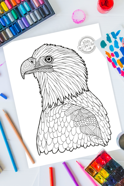 Zentangle Bird Pattern - Bald Eagle Printable Coloring Page Kids ...