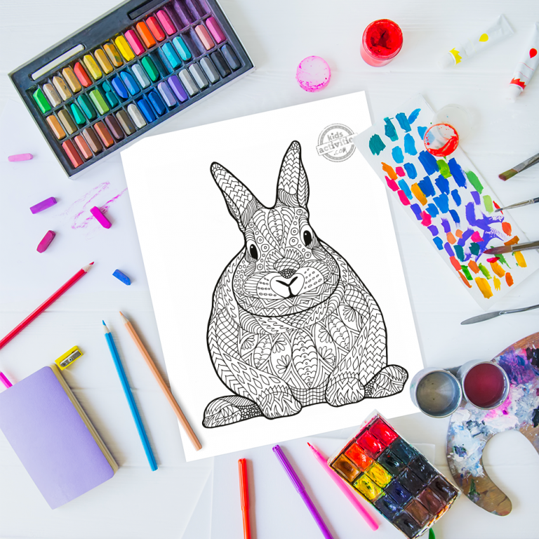Beautiful Zentangle Bunny Coloring Page Kids Activities Blog