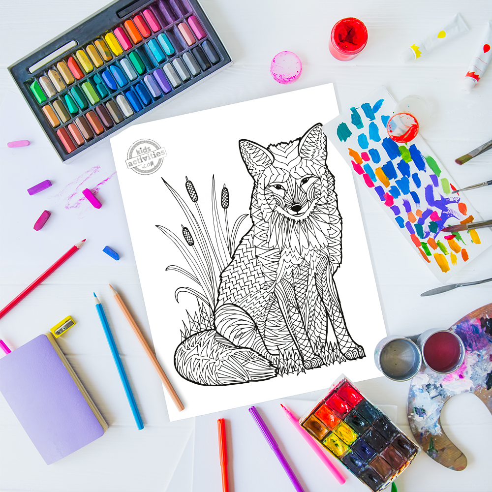 Fantastic Zentangle Fox Coloring Page Kids Activities Blog
