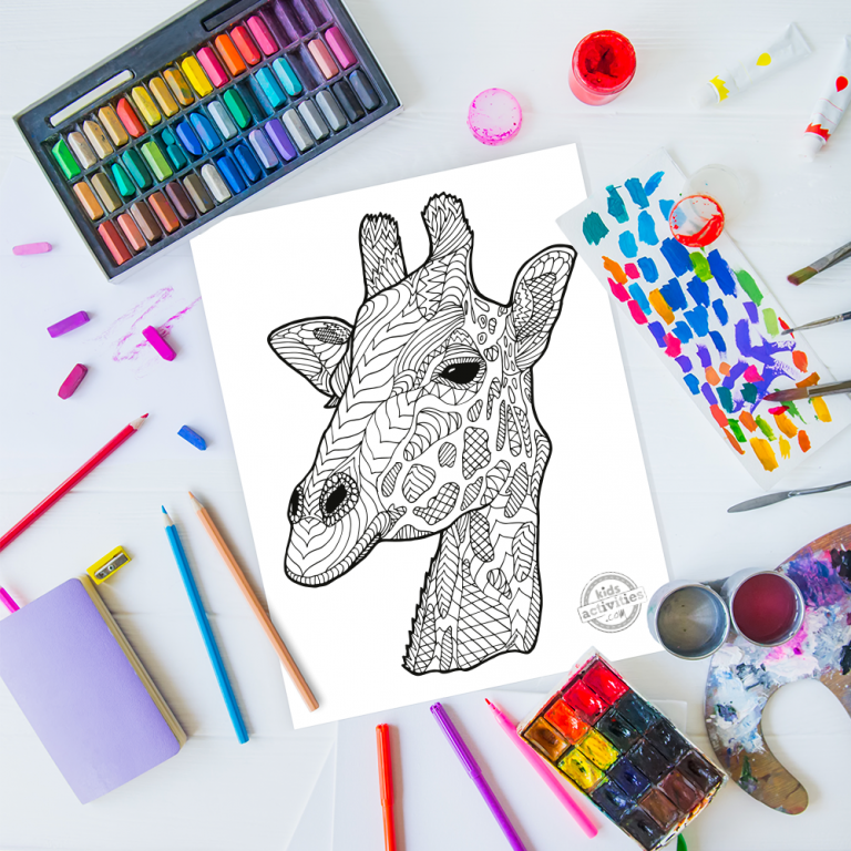 Tranquil Giraffe Zentangle Coloring Page Kids Activities Blog