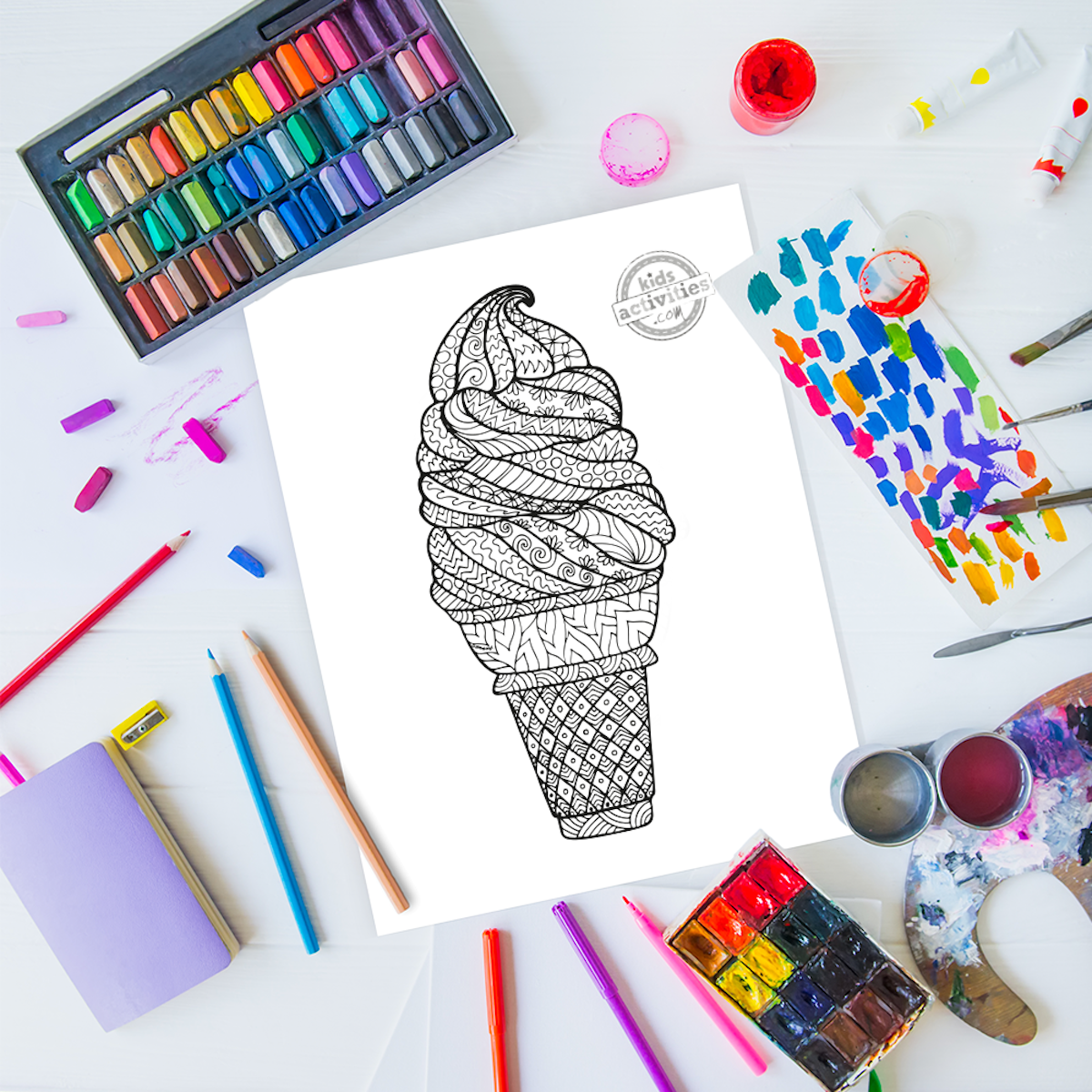 Delightful Zentangle Ice Cream Cone Coloring Page Kids Activities Blog