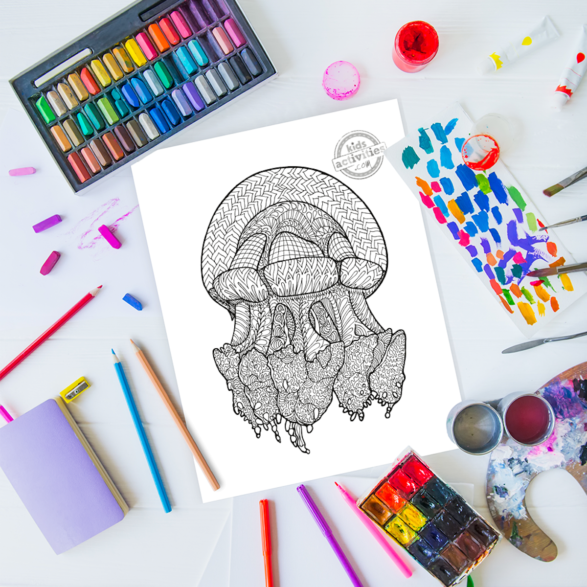 Zentangle Jellyfish Coloring Page Kids Activities Blog