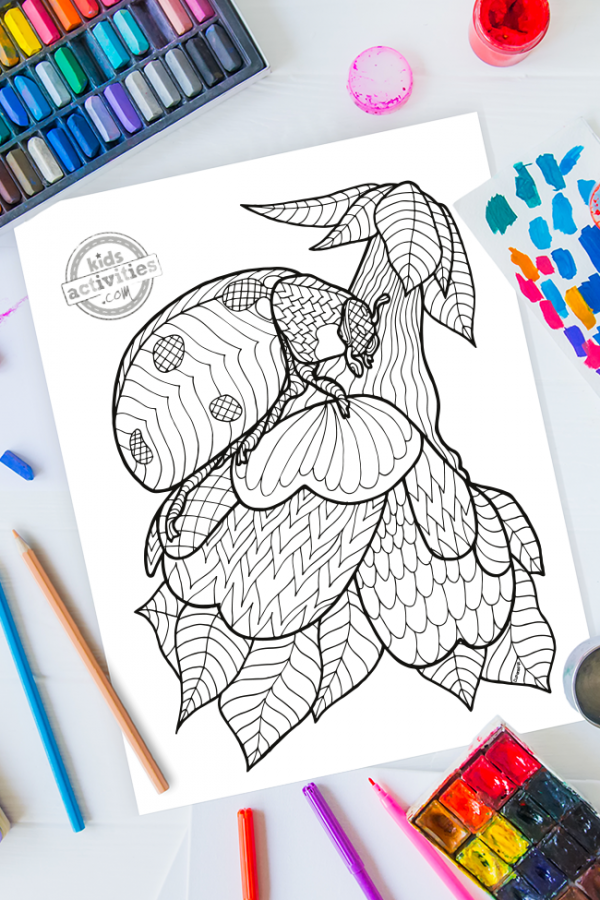 Zentangle Ladybug Pattern Printable Coloring Page Kids Activities Blog