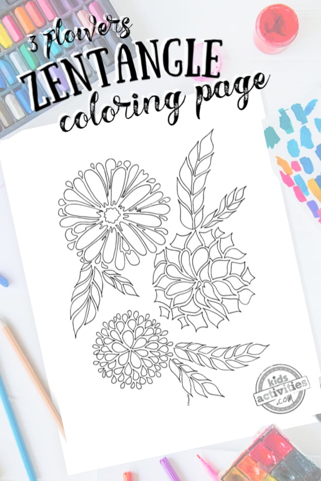 3 Flowers Zentangle Coloring Page Kids Activities Blog