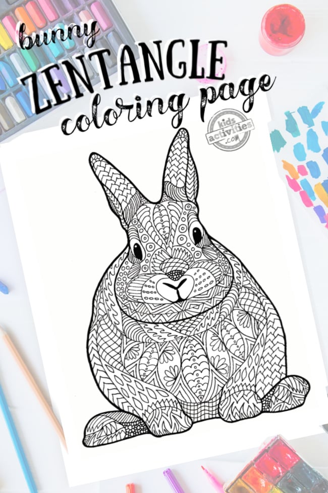 Beautiful Zentangle Bunny Coloring Page Kids Activities Blog