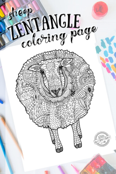 Soothing Zentangle Sheep Coloring Page Kids Activities Blog