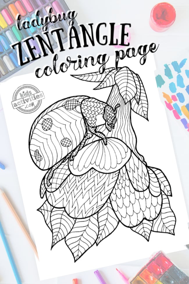 Zentangle Ladybug Pattern Printable Coloring Page Kids Activities Blog