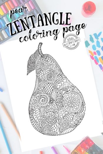 Lovely Zentangle Pear Coloring Page Kids Activities Blog