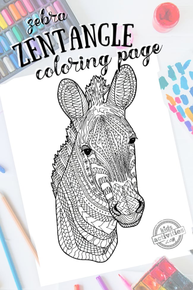 Gorgeous Zebra Zentangle Pattern Coloring Page
