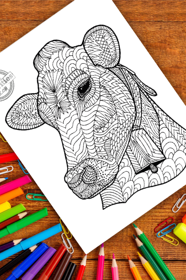 Peaceful Zentangle Cow Coloring Page Kids Activities Blog