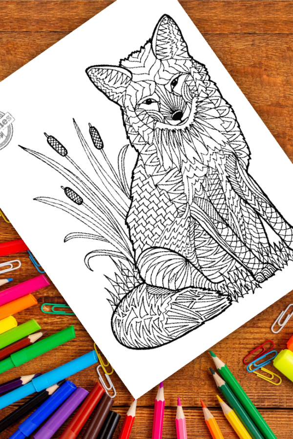 Fantastic Zentangle Fox Coloring Page Kids Activities Blog