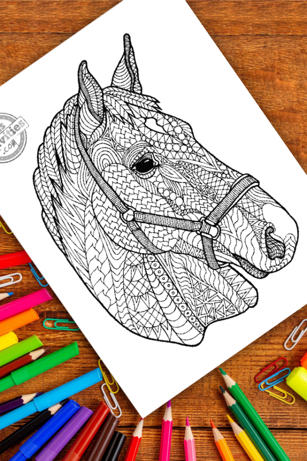 Harmonious Zentangle Horse Coloring Page Kids Activities Blog