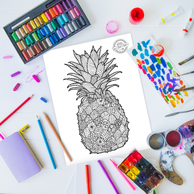 Relaxing Zentangle Pineapple Coloring Page Kids Activities Blog