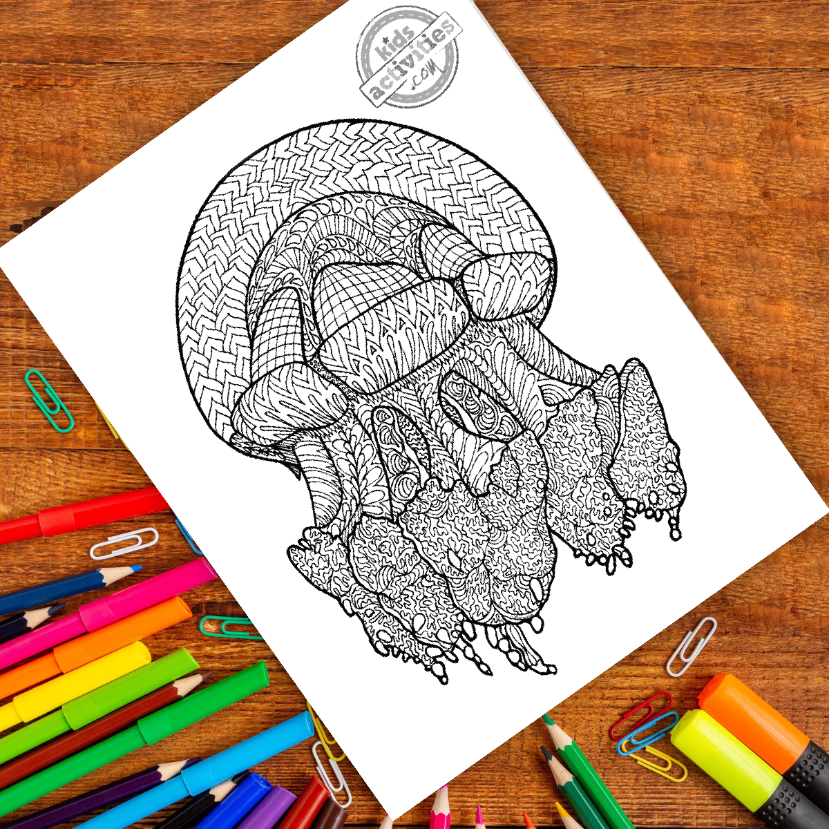 Zentangle Jellyfish Coloring Page Kids Activities Blog