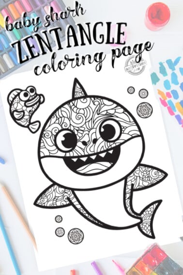 This Baby Shark Zentangle Coloring Page For Kids Is Too Cute