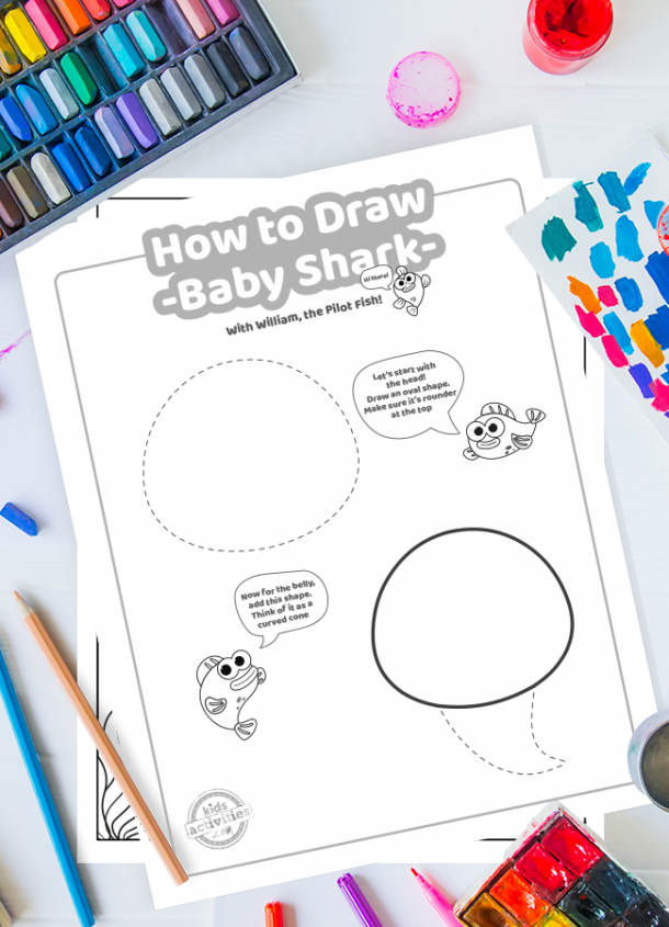 How to Draw Baby Shark - Easy Step by Step Instructions | Kids ...
