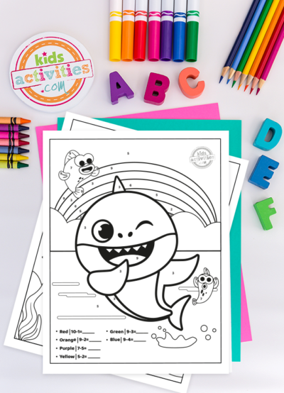 Learn how to subtract with Baby Shark Color by Number worksheets! Kids ...