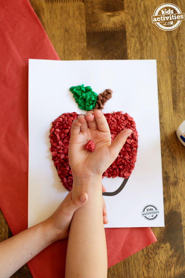Cute Tissue Paper Apple Craft w/ Printable Template | Kids Activities Blog