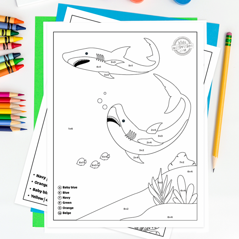 Make Shark Week Fun with Addition Color by Number Worksheets Kids ...