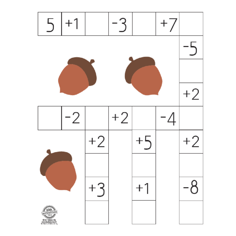 Fun Fall Math Crossword Puzzles For Kids | Kids Activities Blog