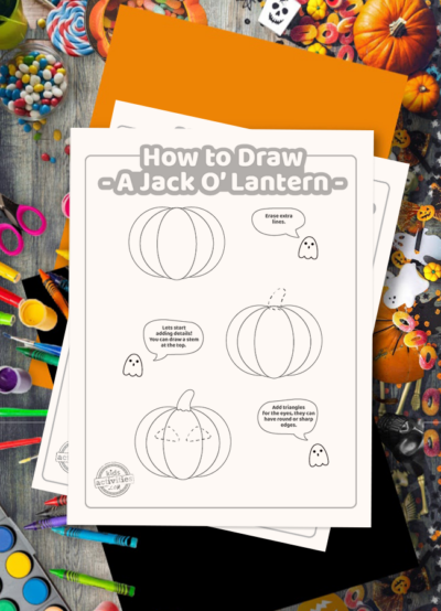 5 Easy Halloween Drawings for Kids with Printable Step by Step Lessons ...