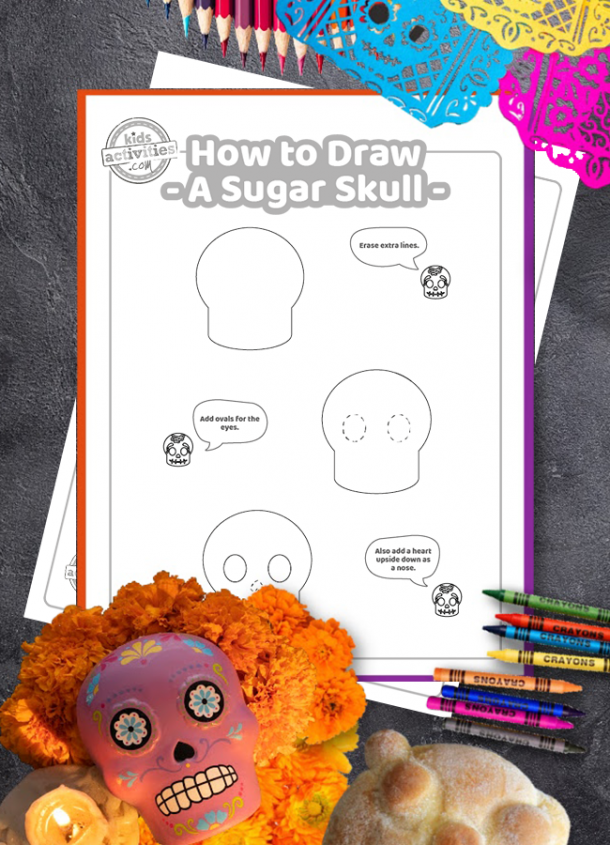 How to Draw a Sugar Skull (Easy Tutorial for Kids) • Kids Activities Blog