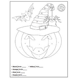 Printable Halloween Addition Color By Number Worksheets | Kids ...