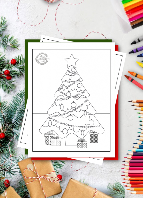 Cheery Christmas Tree Coloring Page Perfect for the Holiday Season ...