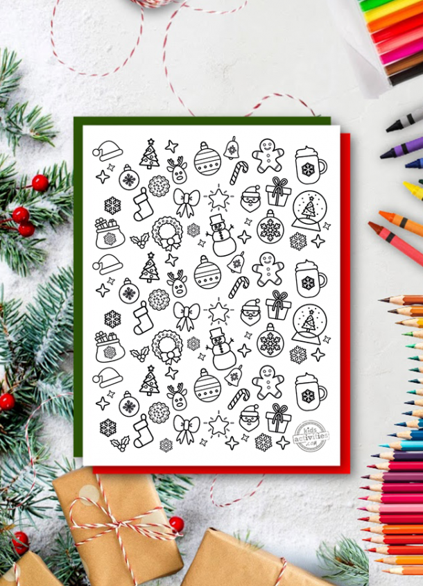 Free & Cute Printable Christmas Doodles To Color! | Kids Activities Blog