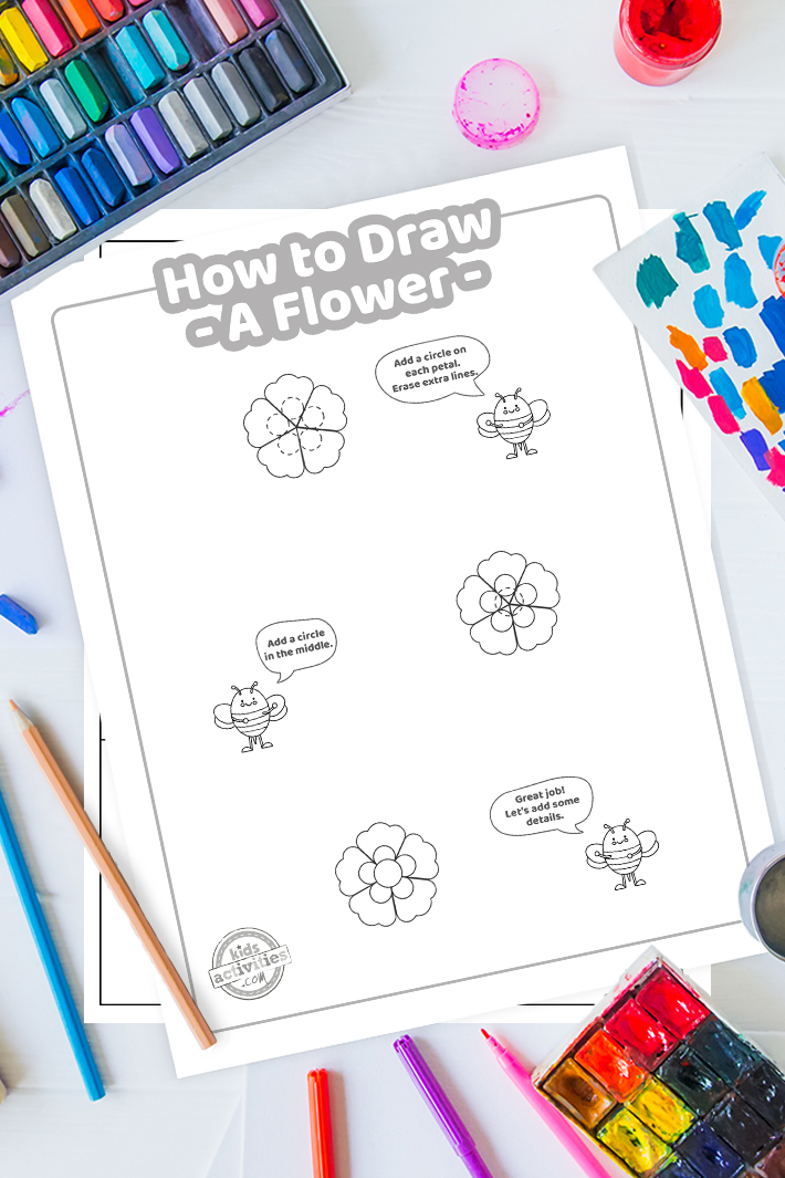 Easy Flower Drawing (Step by Step) • Kids Activities Blog