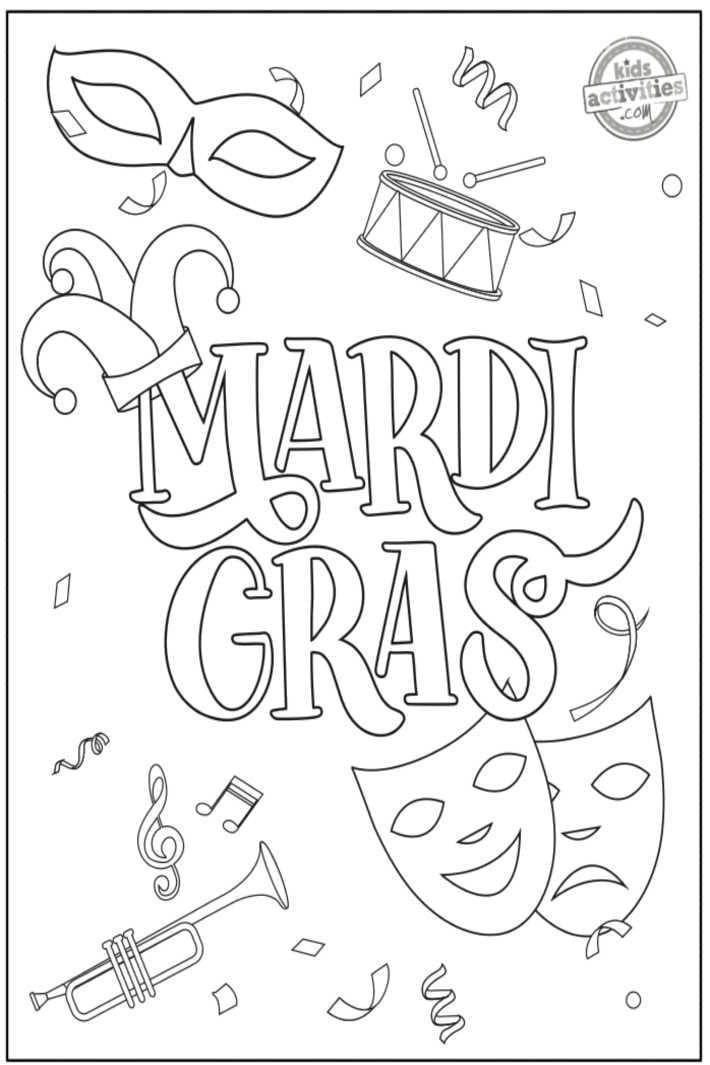 Festive Mardi Gras Coloring Pages | Kids Activities Blog
