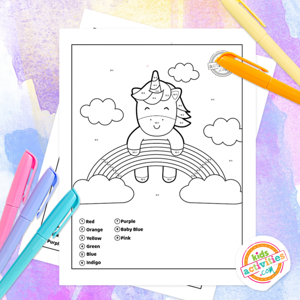 Unicorn Subtraction Color By Number Worksheets – ParentingBest.com